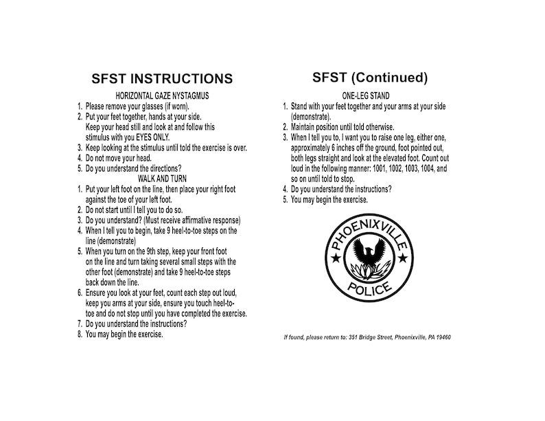 Customized .45mm Black Aluminum SFST (standard Field Sobriety Test ...