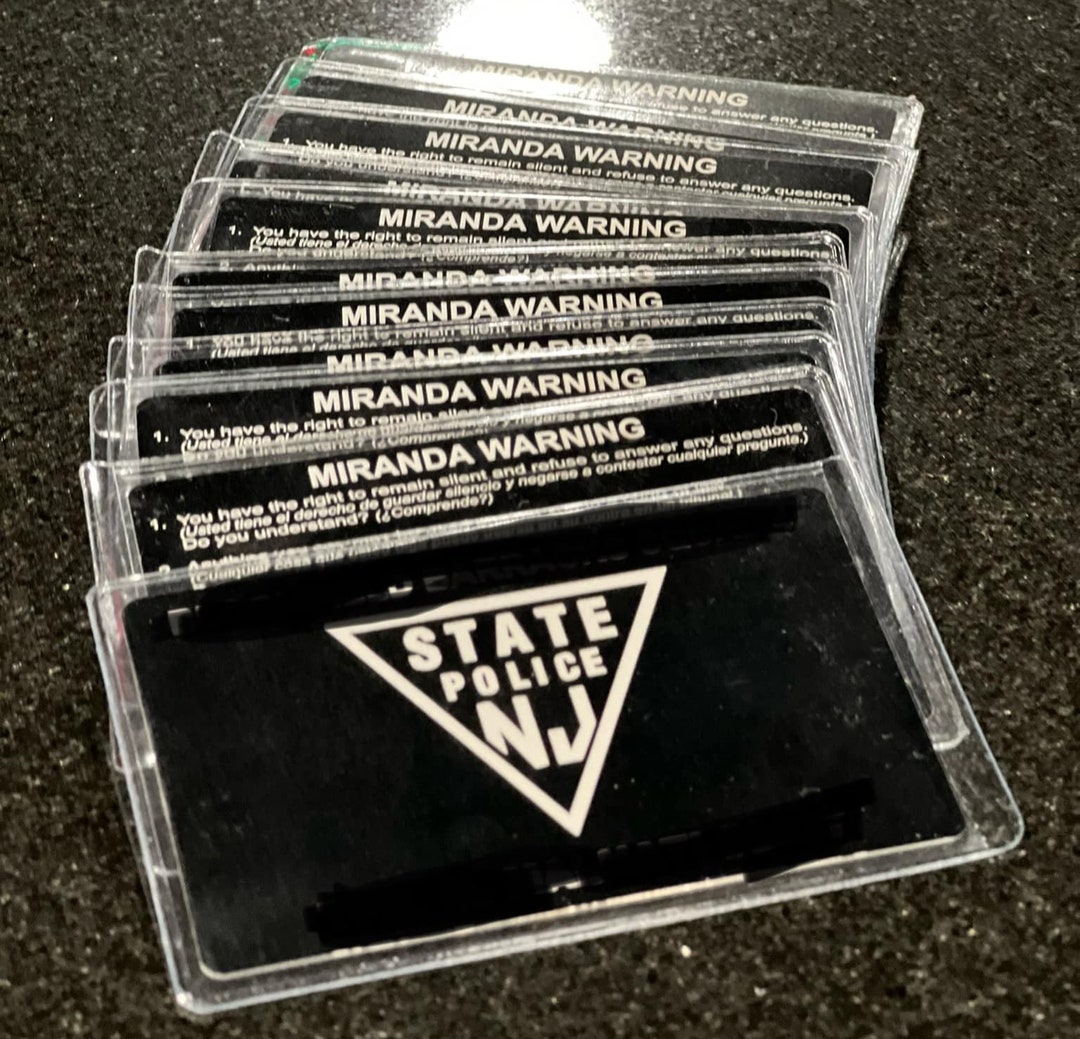 Customized .45mm Black Aluminum Miranda Warning Cards - Etsy