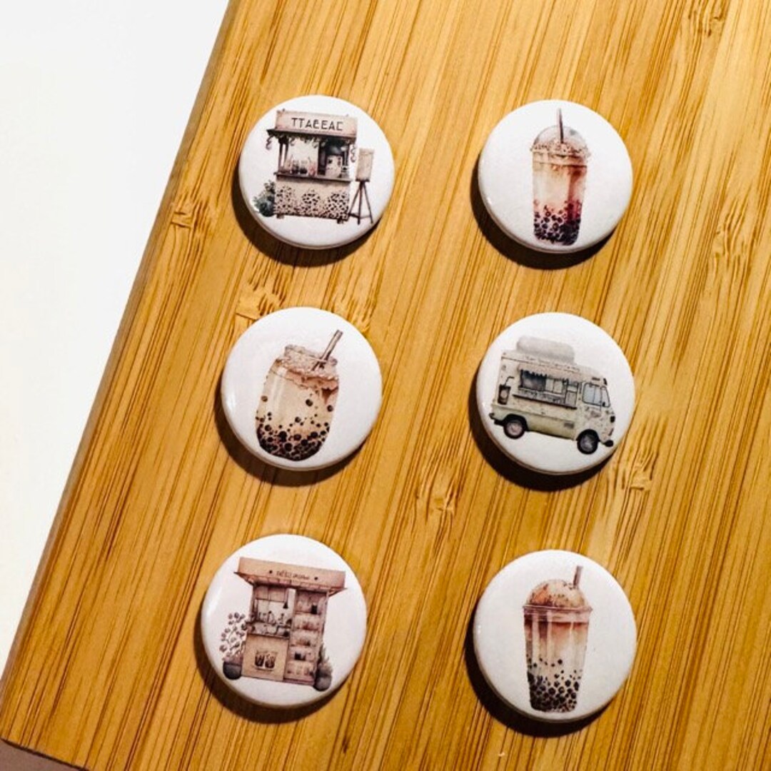 Set Bubble Tea Magnet / Button - Etsy