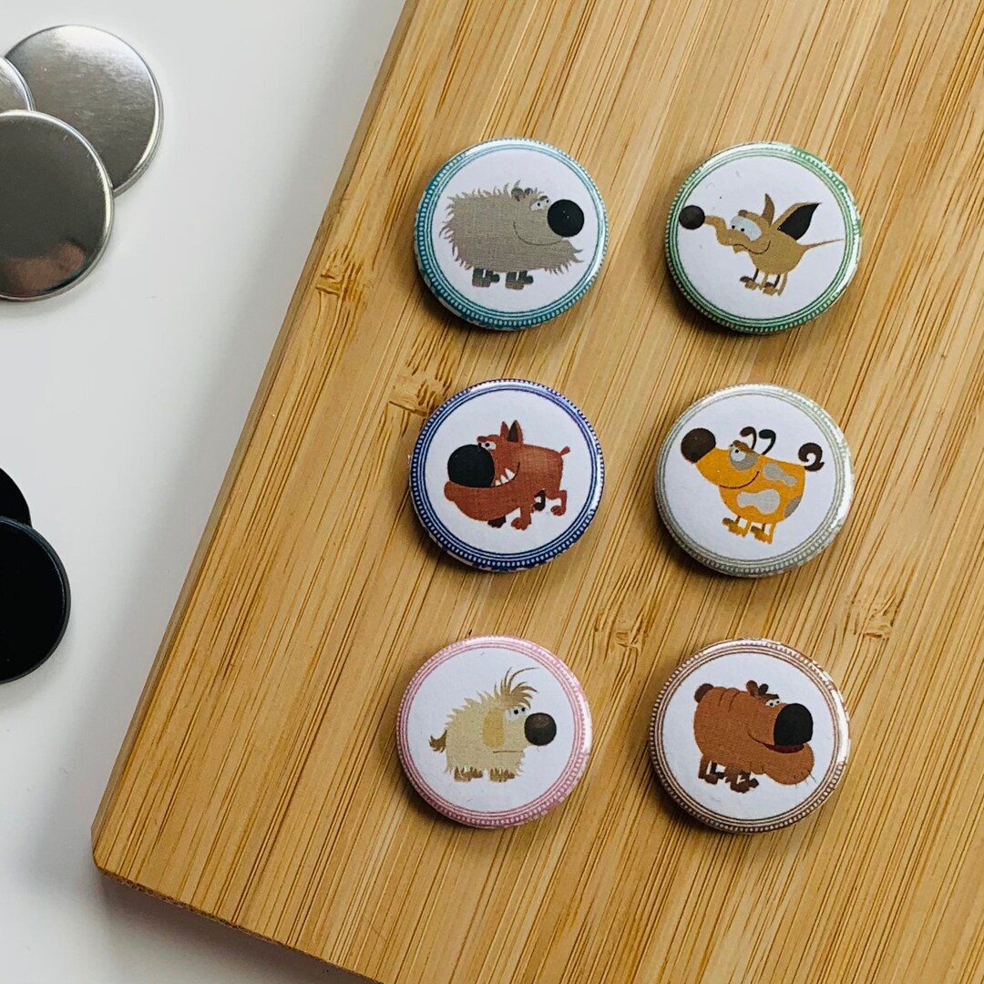 Set Funny Dogs 2 Magnet / Button - Etsy