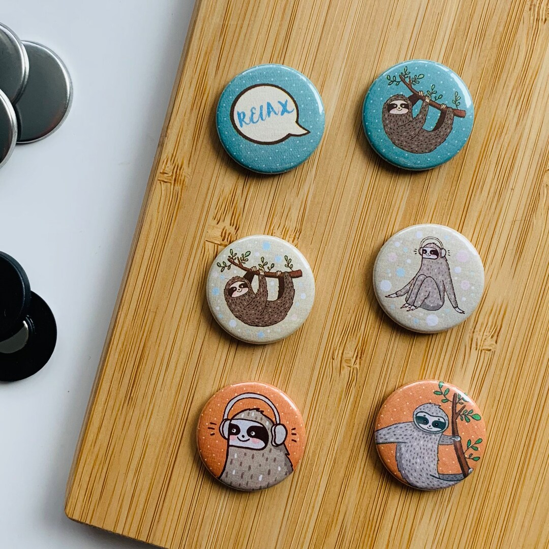 Set - Sloths 3 - Magnet / Button - Etsy