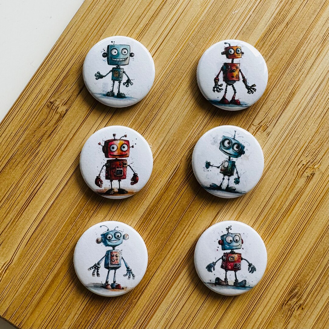 Set - Cute Robots Set 1 - Magnet / Button - Etsy