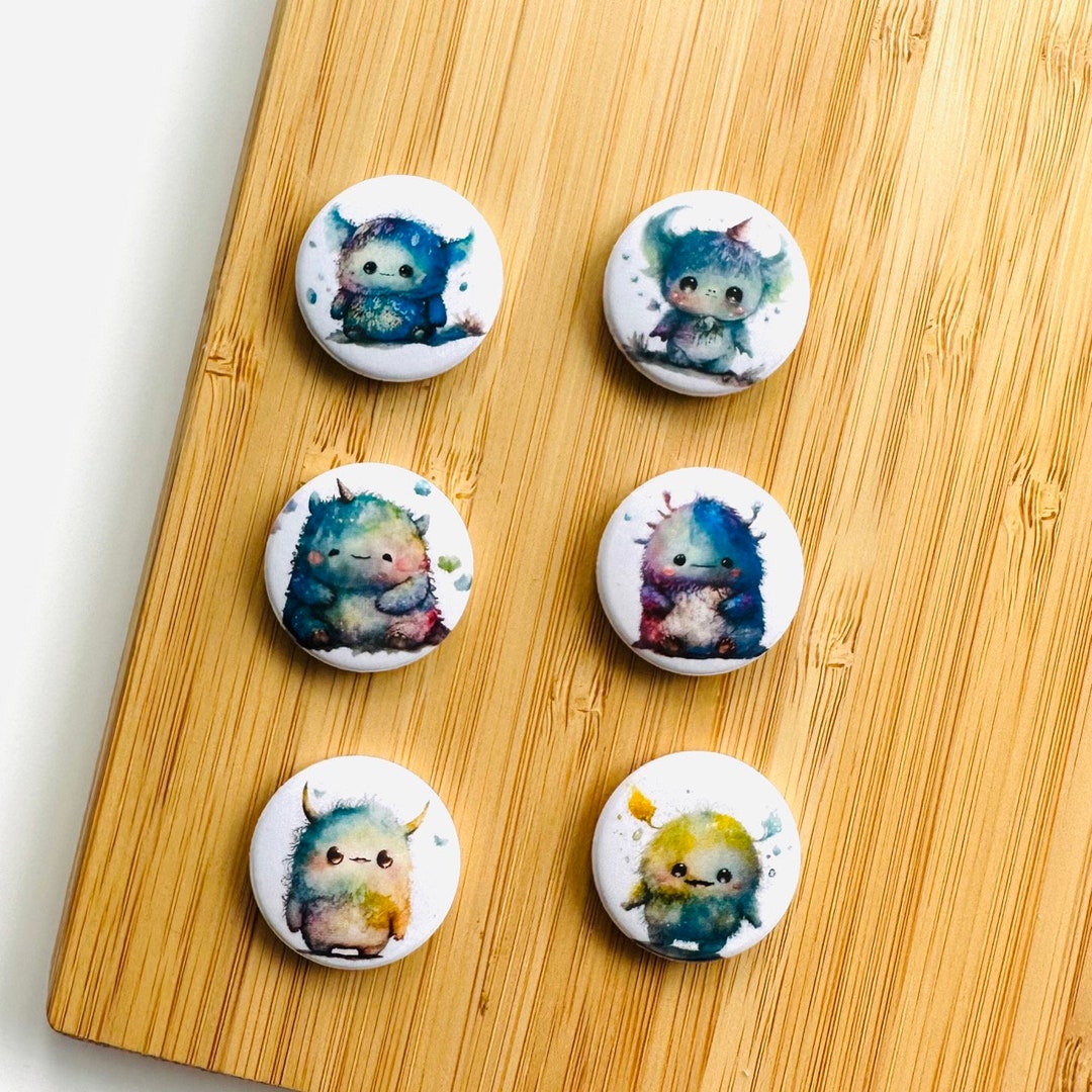 Set Little Monsters 2 Magnet / Button - Etsy