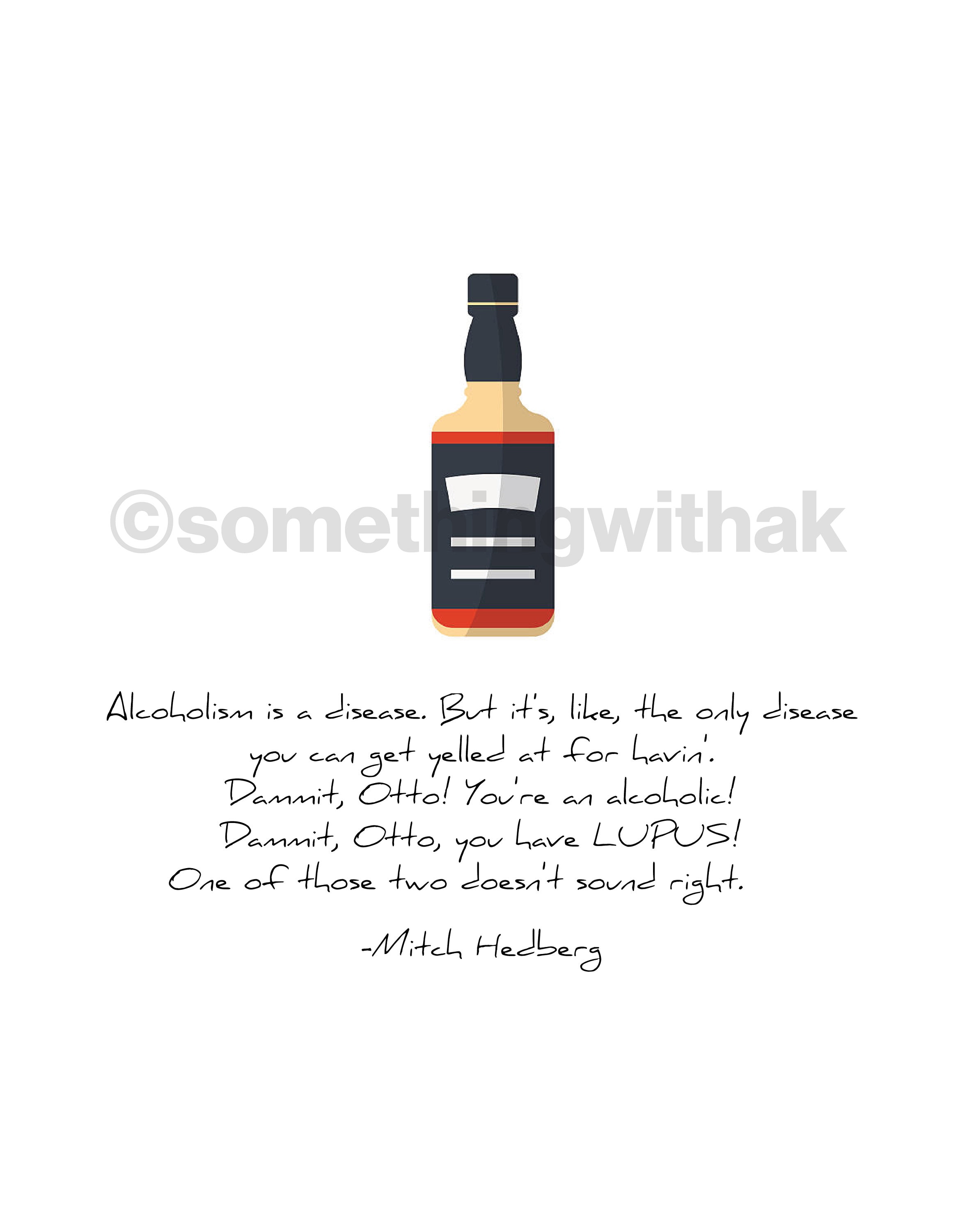 Minimalist Mitch Hedberg Alcoholism/dammit Otto Quote Print - Etsy