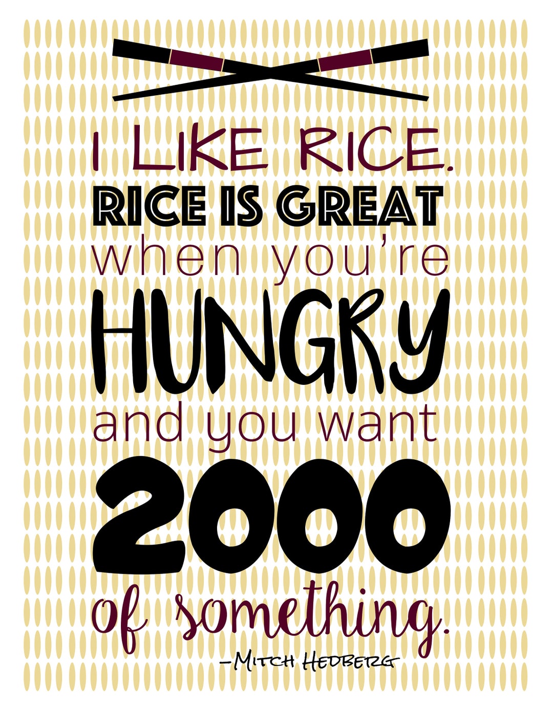 Mitch Hedberg I Like Rice Quote Poster - Etsy