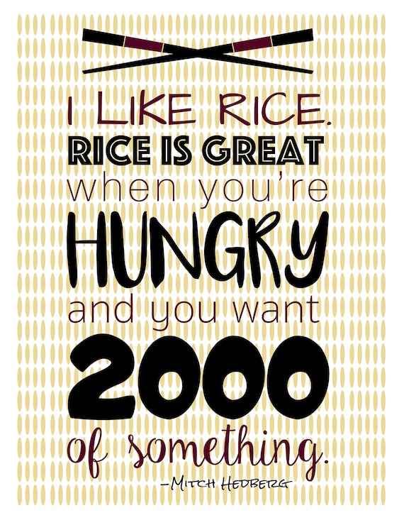 Mitch Hedberg I Like Rice Quote Poster | Etsy