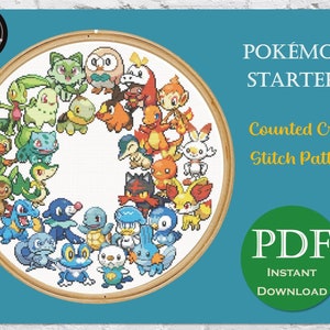 Pokémon Starters Cross Stitch Pattern Pokémon 10 X - Etsy UK
