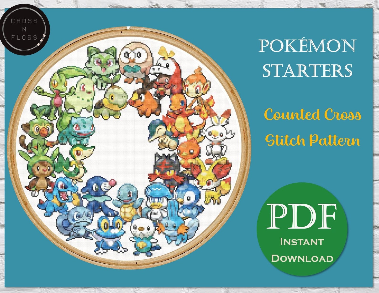 Pokémon Starters Cross Stitch Pattern Pokémon 10 X - Etsy UK