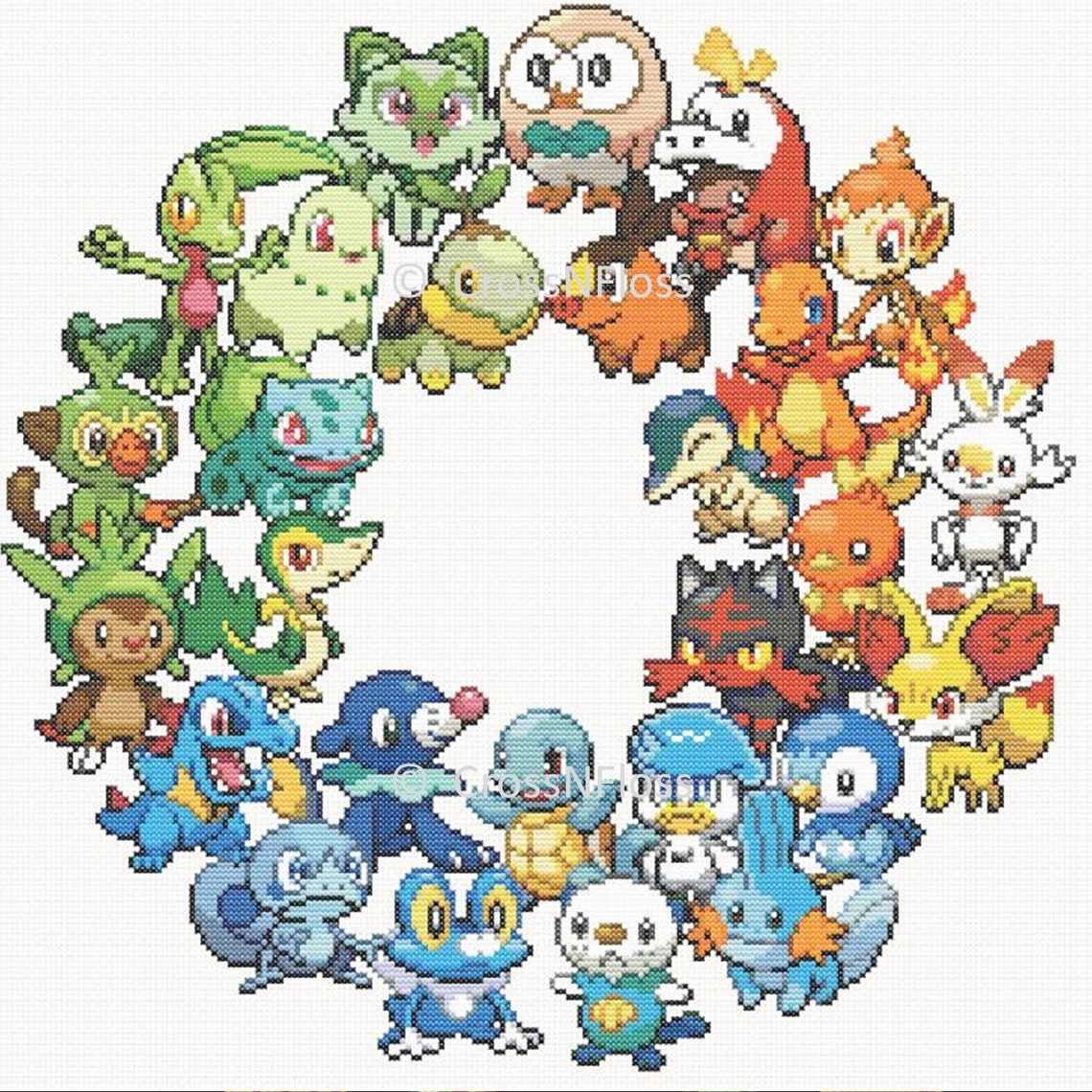 Pokémon Starters Cross Stitch Pattern Pokémon 10 X - Etsy Australia
