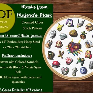 Masks From Majora's Mask Cross Stitch Pattern - the Legend of Zelda ...