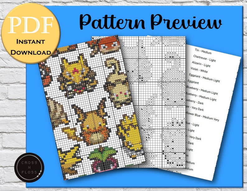 Pokémon Generation 1 Rainbow Cross Stitch Pattern Pokémon - Etsy