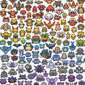 Pokémon Generation 1 Rainbow Cross Stitch Pattern - Etsy