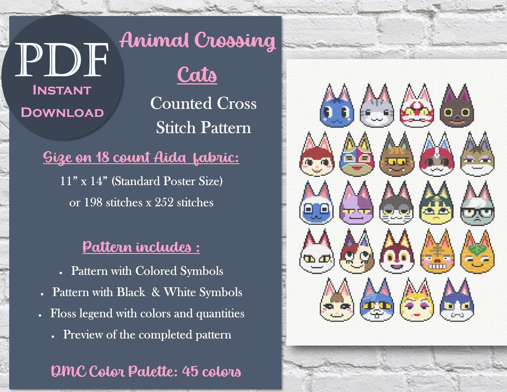 Animal Crossing Cats Cross Stitch Pattern animal Crossing - Etsy