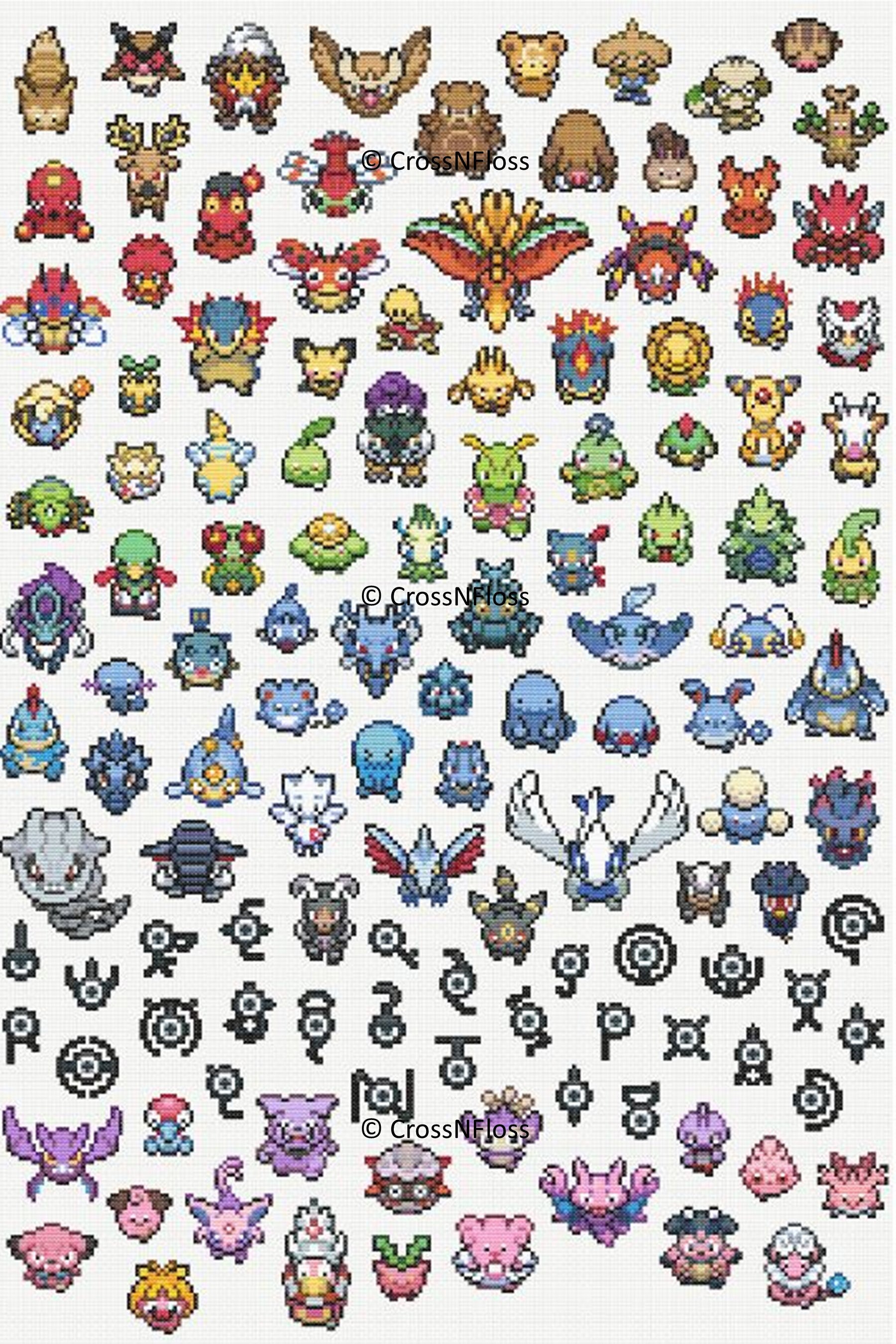Pokémon Generation 2 Rainbow Cross Stitch Pattern Pokémon - Etsy