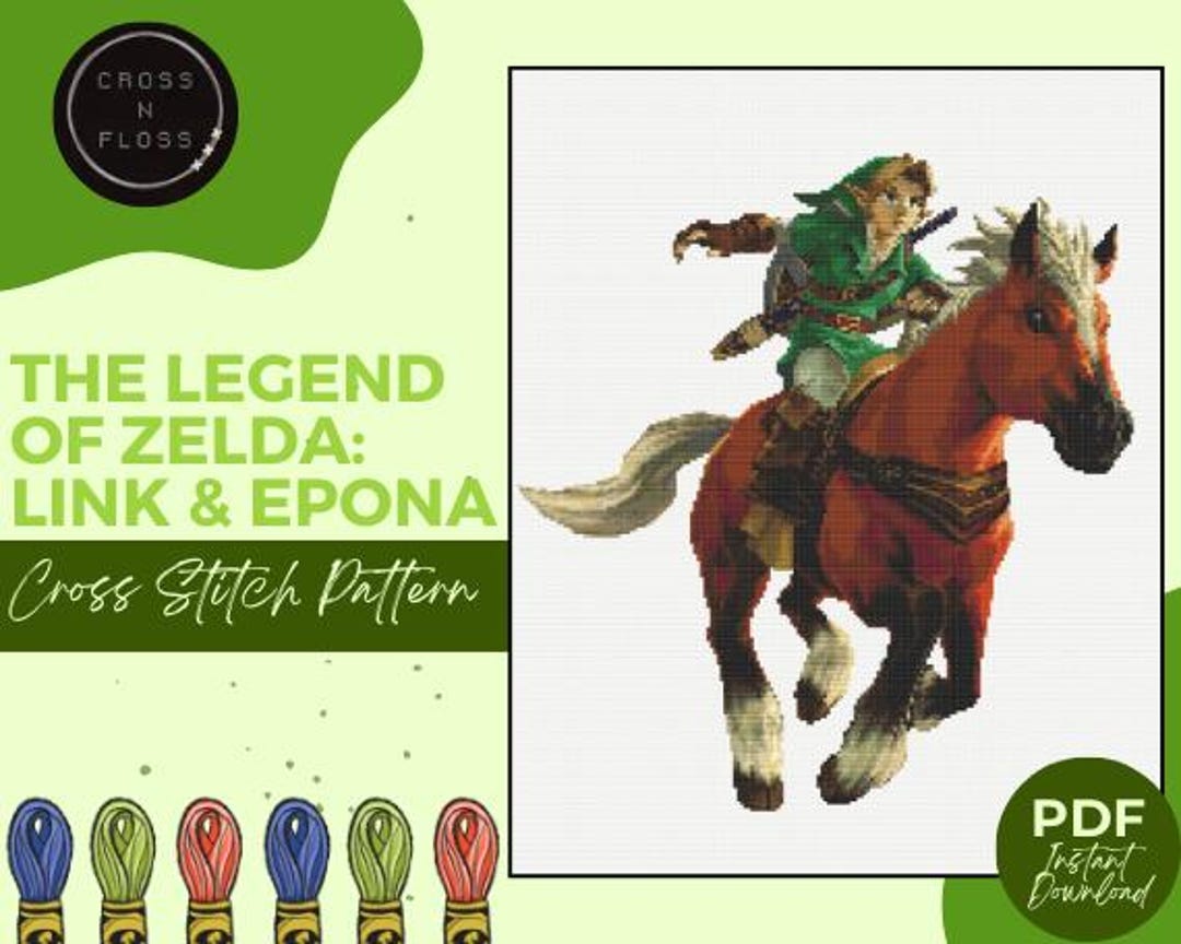 Link and Epona Cross Stitch Pattern - the Legend of Zelda - Cross Stitch Pattern - PDF Download ...