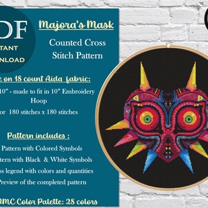 Majora's Mask Cross Stitch Pattern - the Legend of Zelda - 10" X 10 ...