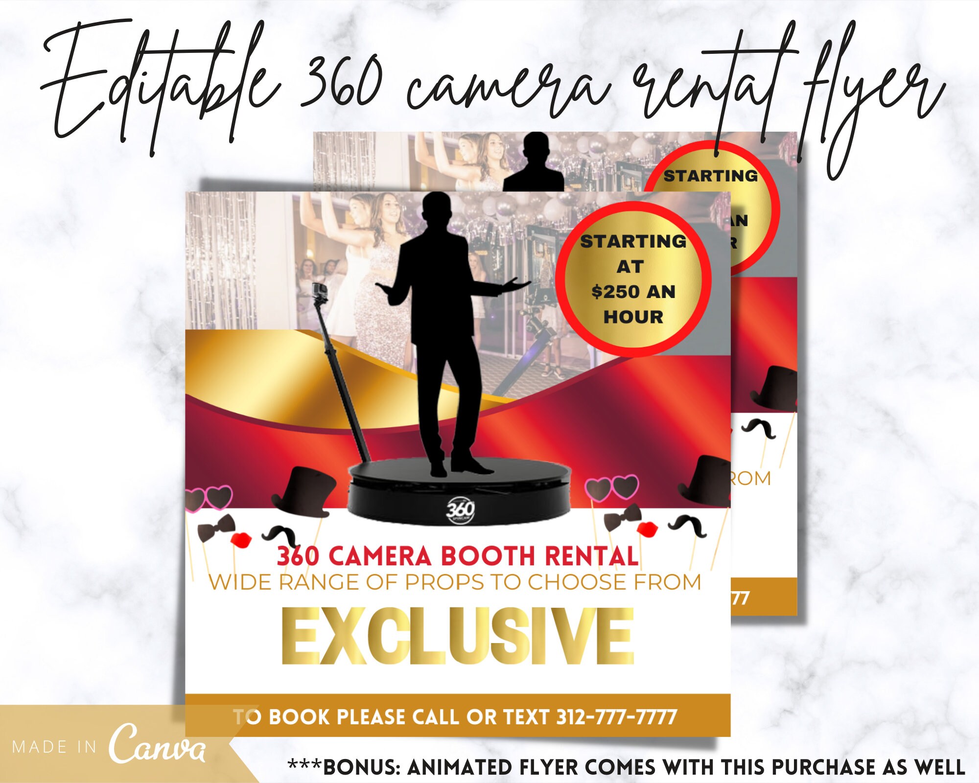 Editable 360 Camera Booth Flyer Party Flyer Canva Template Etsy Espa a