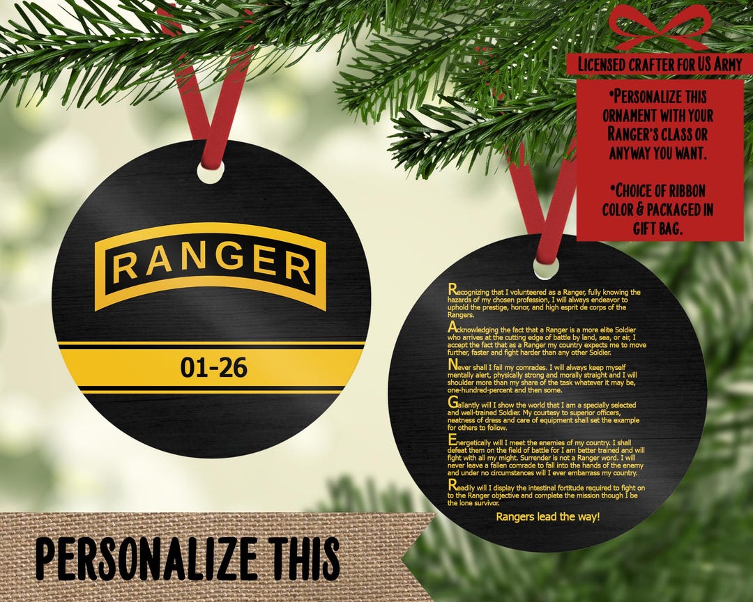 Personalized Army Ranger Christmas Ornament: Double-sided Aluminum - Etsy