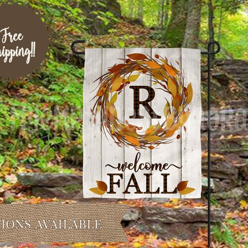 Garden Flag for Fall Personalized Garden Flag Hello Fall - Etsy