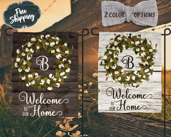Welcome wreath Personalized Garden Flag Custom Flag Garden | Etsy