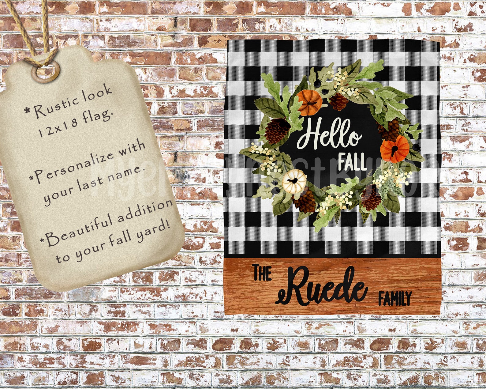 Garden Flag for Fall Personalized Garden Flag Hello Fall - Etsy