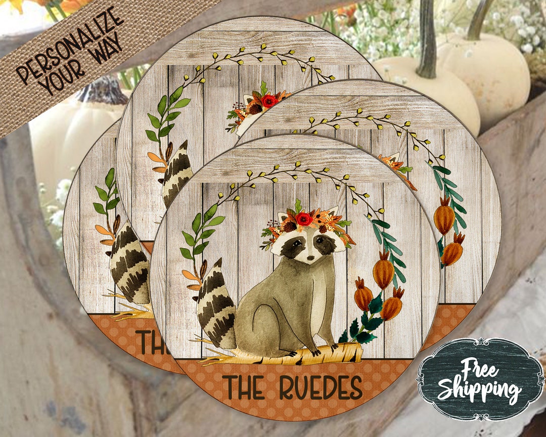Fall Farmhouse Drink Coasters Housewarming Gift Raccoon Coasters - Etsy