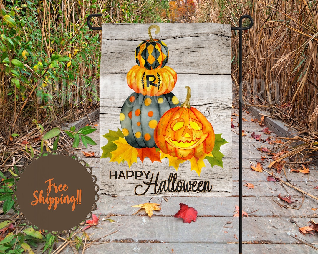 Garden Flag for Fall Personalized Garden Flags Halloween - Etsy