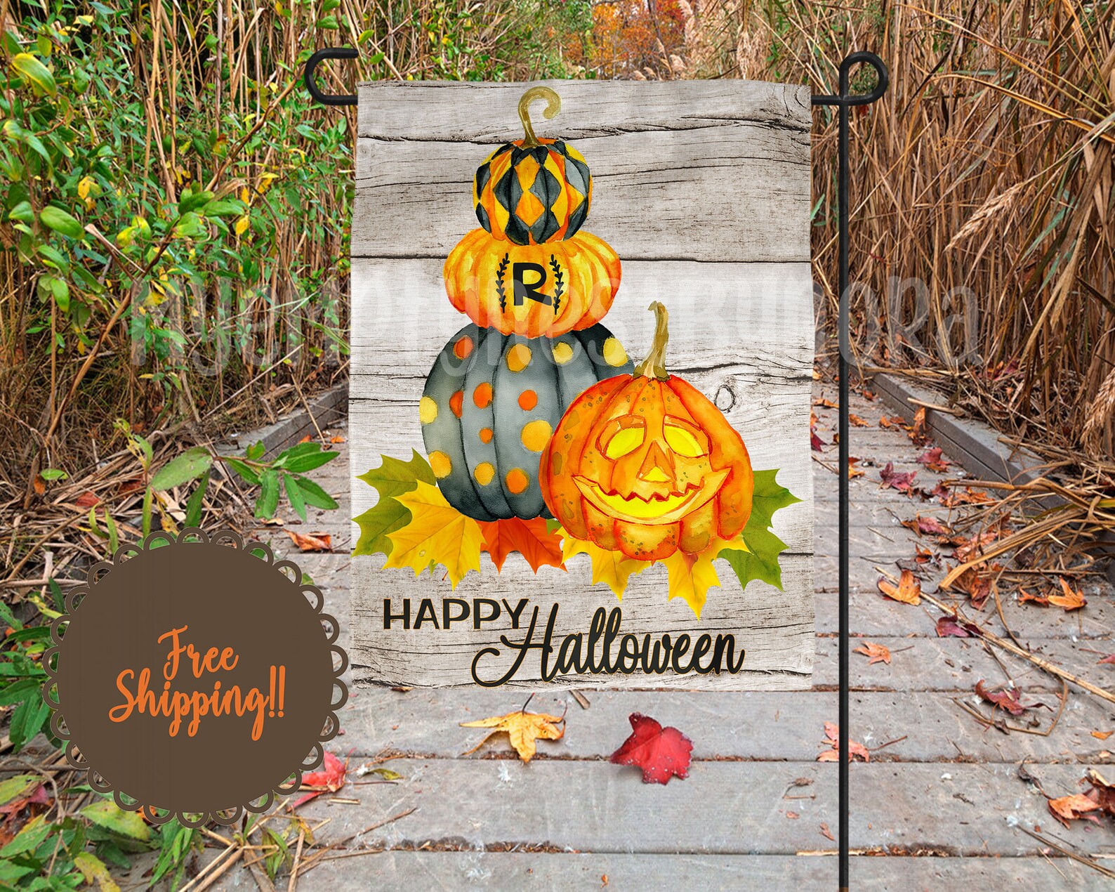 Garden Flag for Fall Personalized Garden Flags Halloween - Etsy