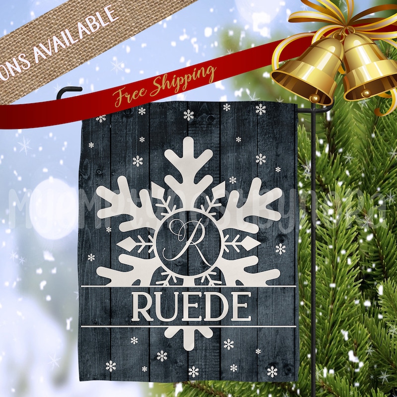 Garden Flag Monogram Winter - Etsy UK