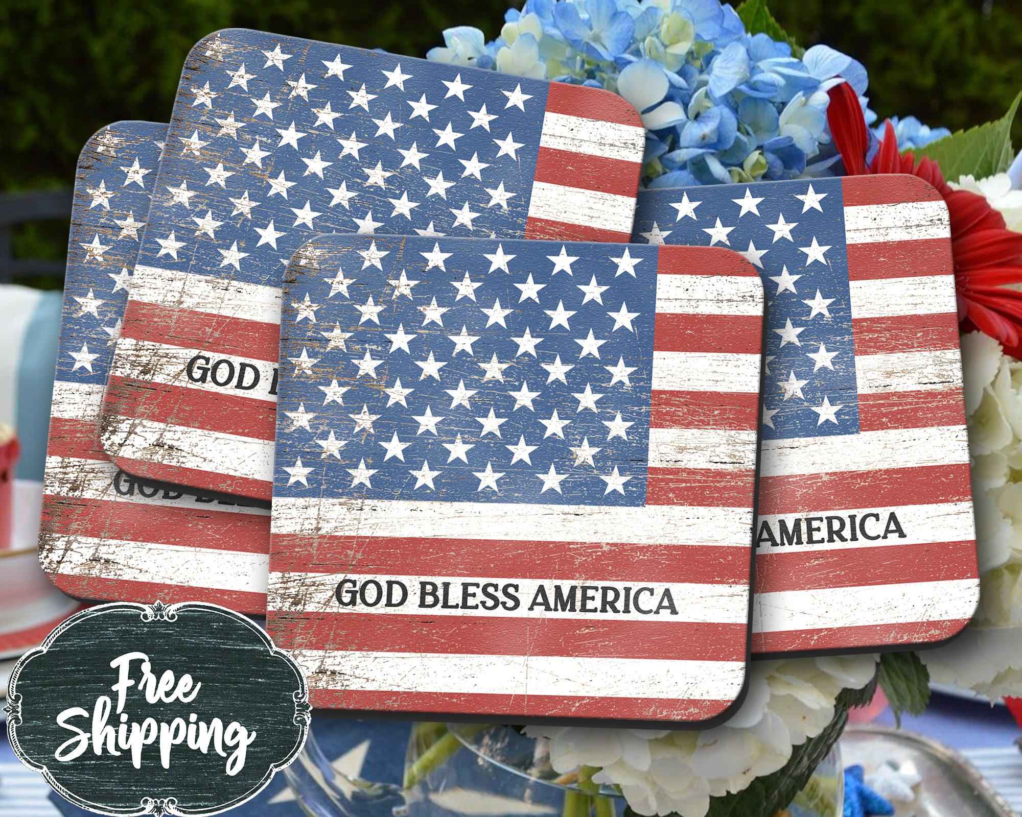 Rustic Patriotic Drink Coasters Housewarming Gift American Decor - Etsy