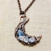 Copper Wire Wrapped Moon Pendant, Aquamarine Stone Necklace, Birthstone ...