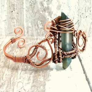 Copper Wire Wrapped Cuff Bracelet adjustable quartz cuff | Etsy