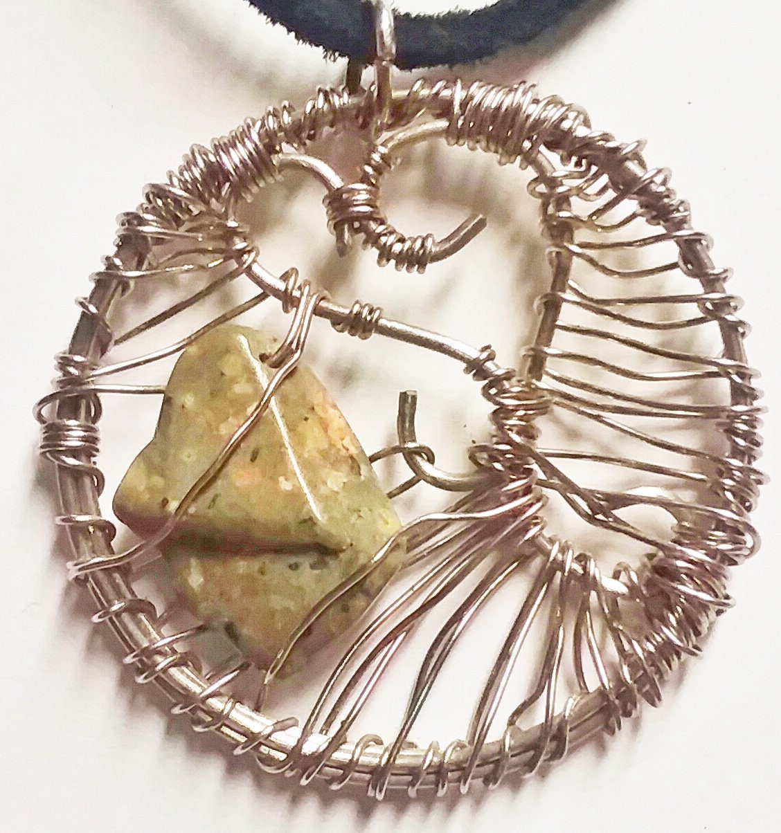 Stainless Steel Wire Wrap Heart Stone Necklace Natural - Etsy