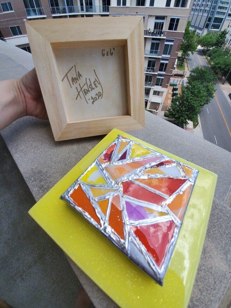 Abstract Resin Collage Multi Stacked Art in Yellow Orange - Etsy