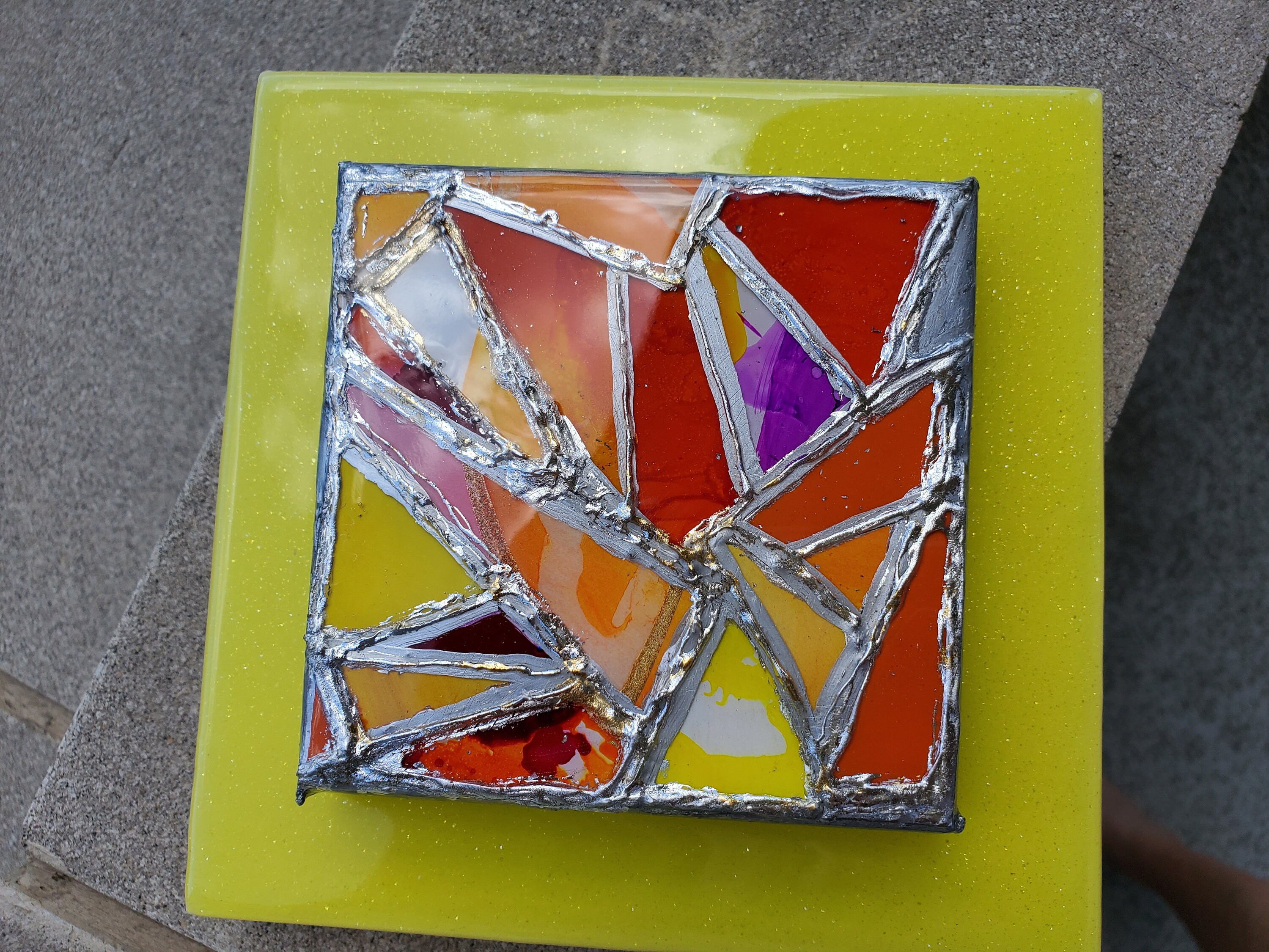 Abstract Resin Collage Multi Stacked Art in Yellow Orange - Etsy