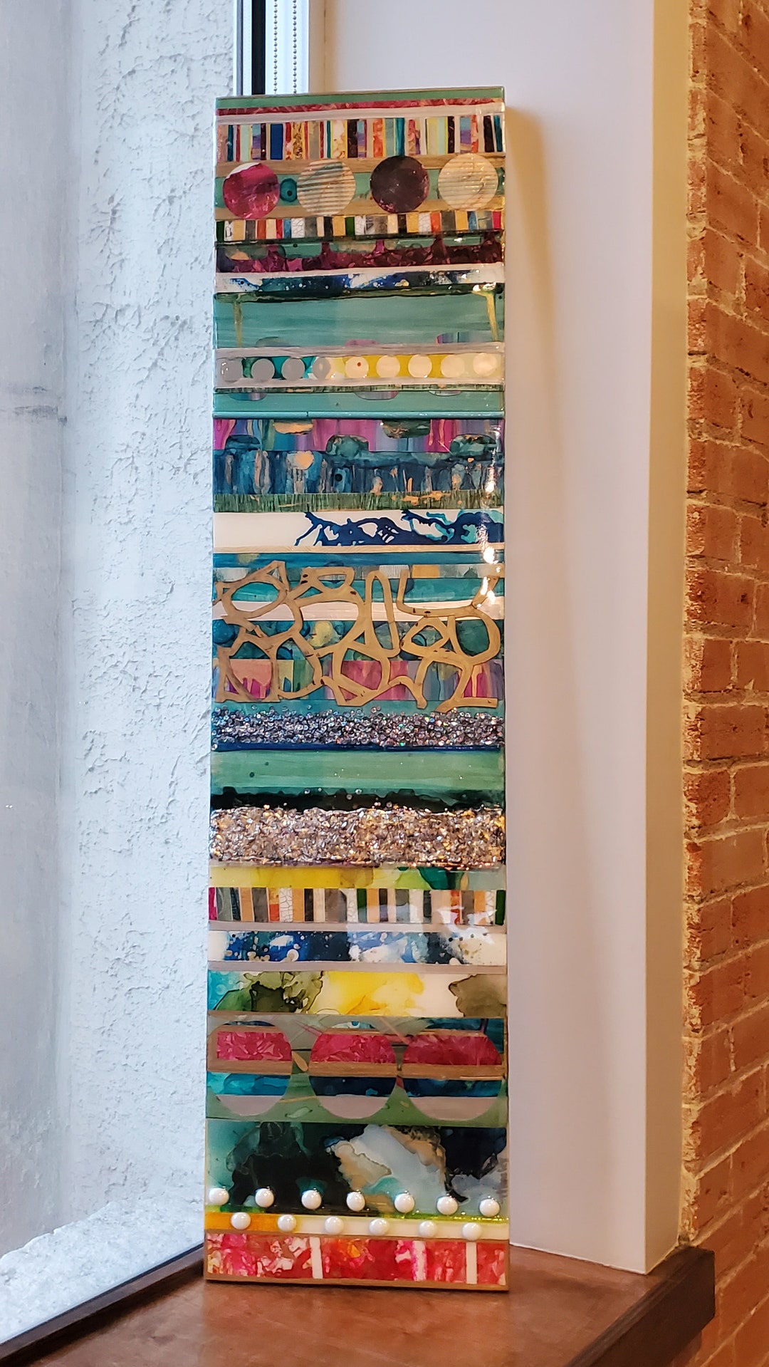 Abstract Mixed Media Resin Glass & Collage Art Pink - Etsy