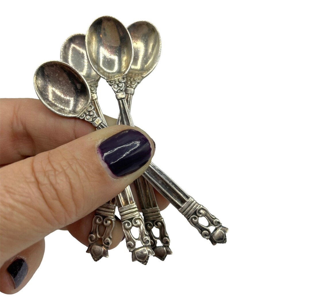Set of Four Georg Jensen Acorn Pattern Individual Salt Spoons - Etsy