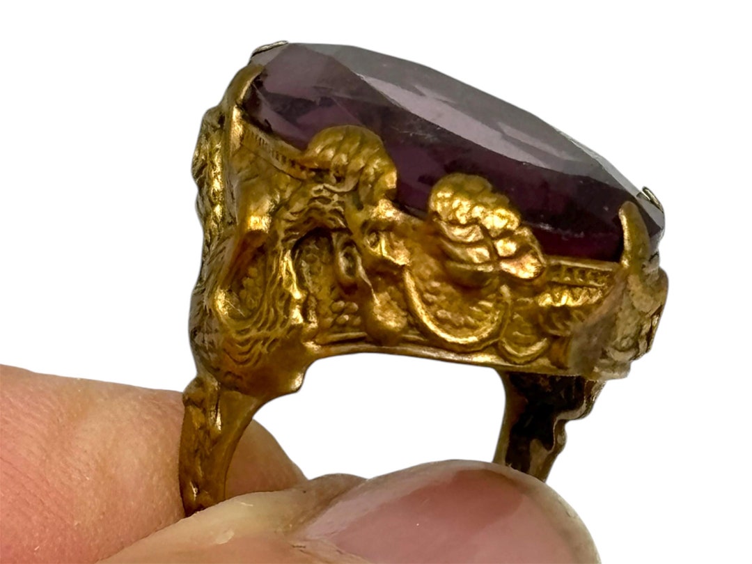 Vintage Czech Ring With Griffins - Etsy
