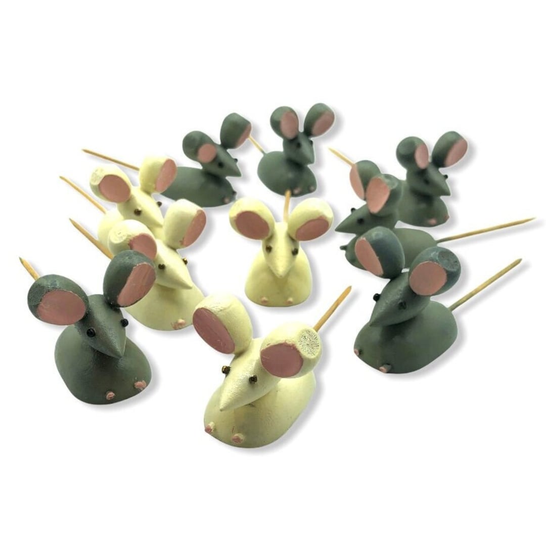 Ten Vintage Mice Cheese Picks sweden - Etsy