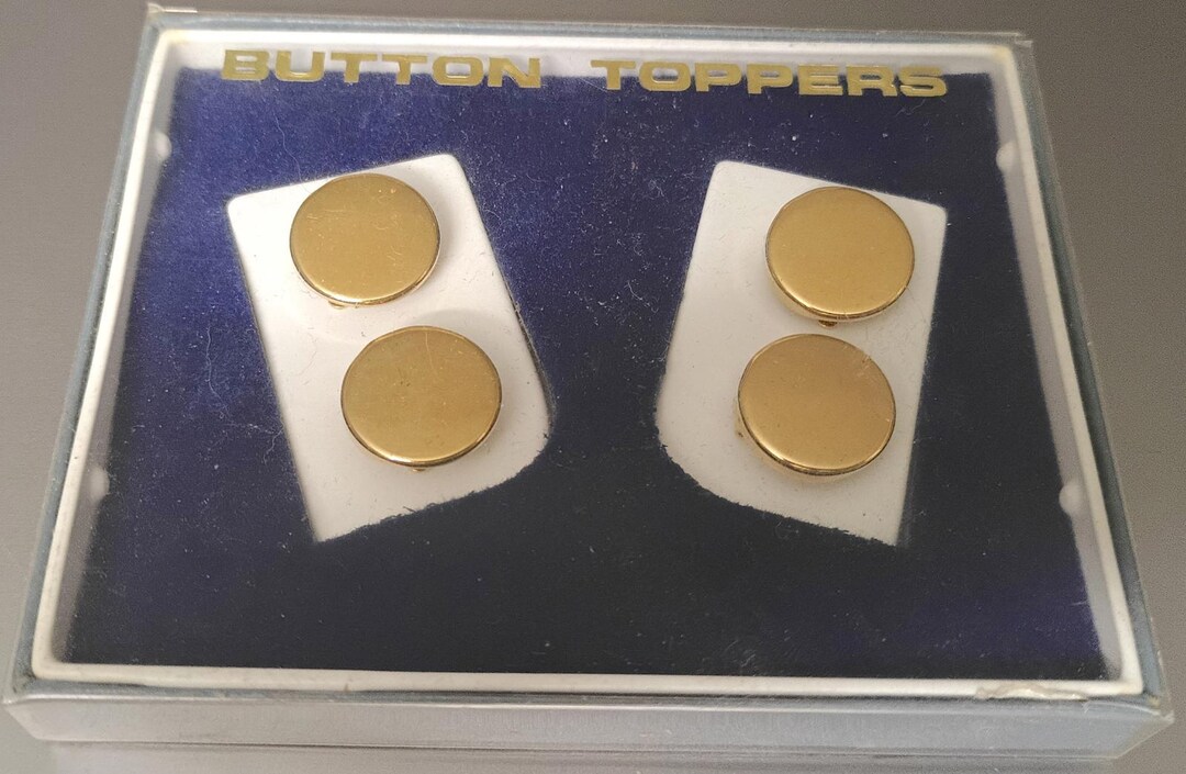 Vintage New Old Stock Swank Elegant Gold Button Toppers Set Covers Pat ...