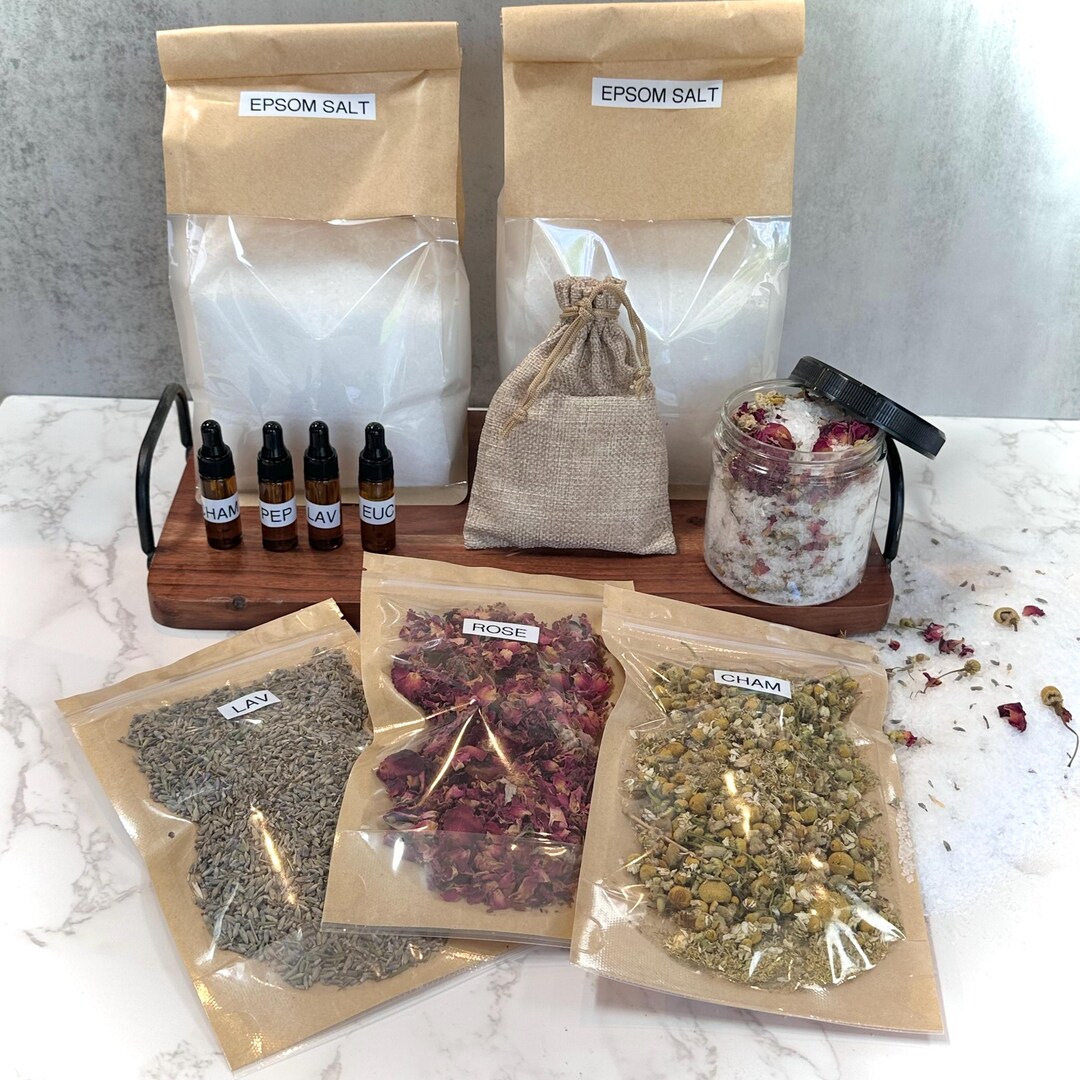 DIY Bath Salt Bar Kit for Parties - Makes 10 Products. Includes Jars or ...