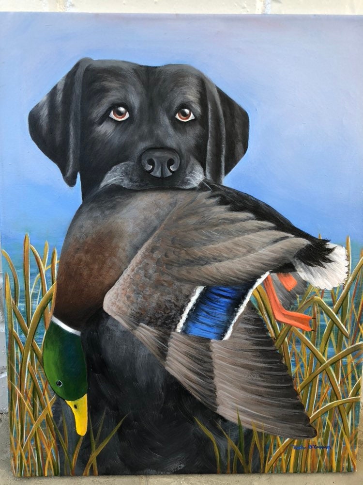 Black Lab Hunting Painting