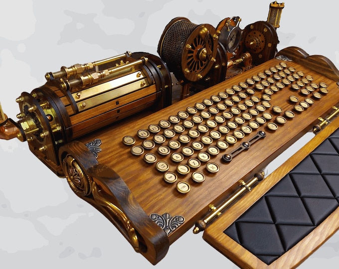 Set of Steampunk neo-victorian, Antique Look Mechanical Keyboard With ...