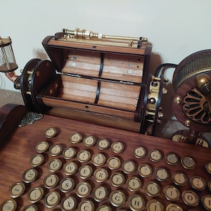 Set of Steampunk neo-victorian, Antique Look Mechanical Keyboard With ...