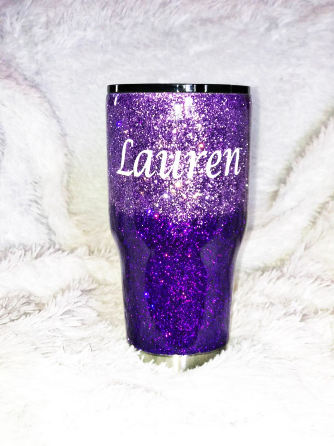 Glitter Personalized Tumbler, Custom Tumbler, Purple Glitter Tumbler ...