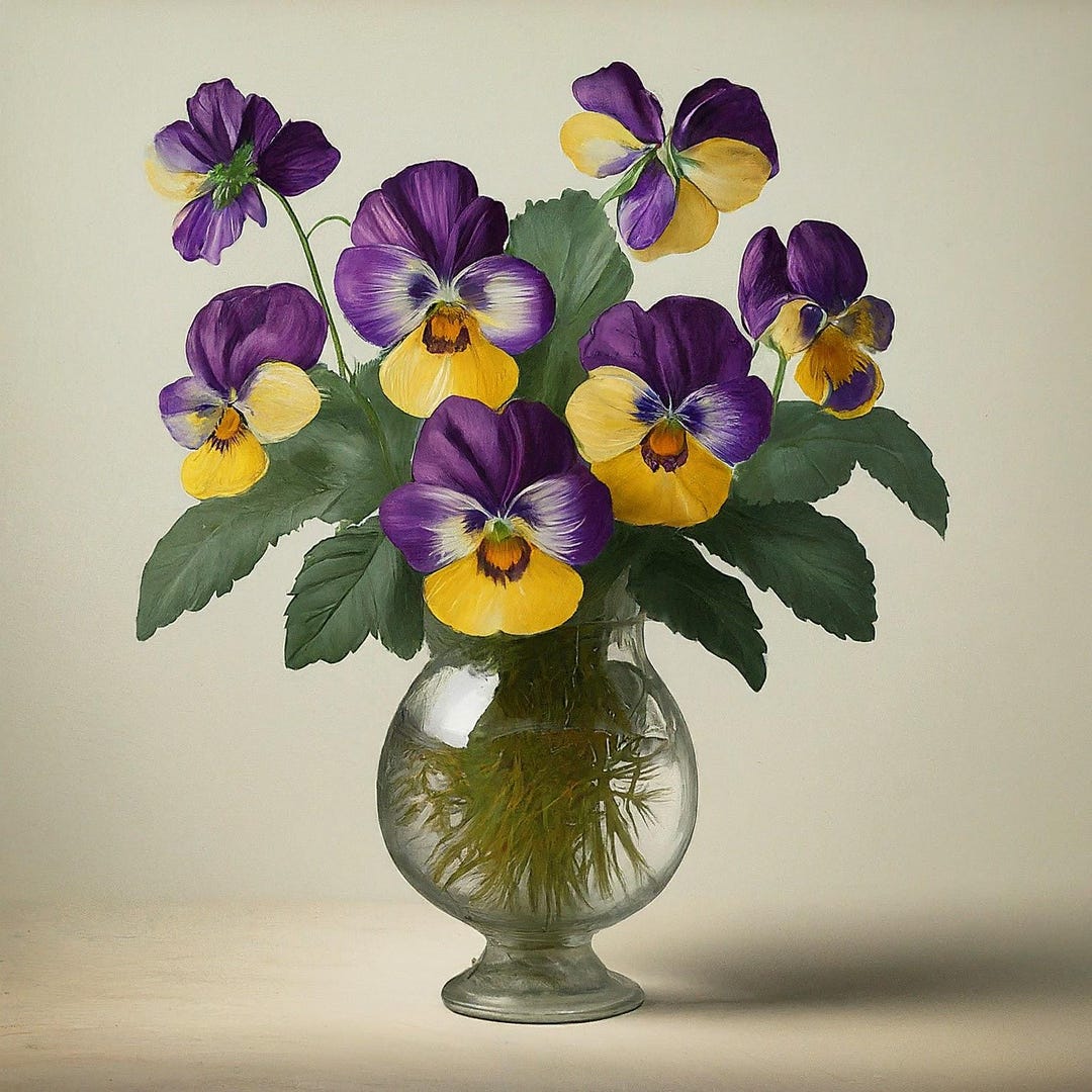 Viola Vase Watercolor Clipart: Floral PNG (digital Download) - Etsy