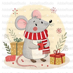Cute Mouse Christmas PNG Digital Download, Winter Clipart, Holiday ...