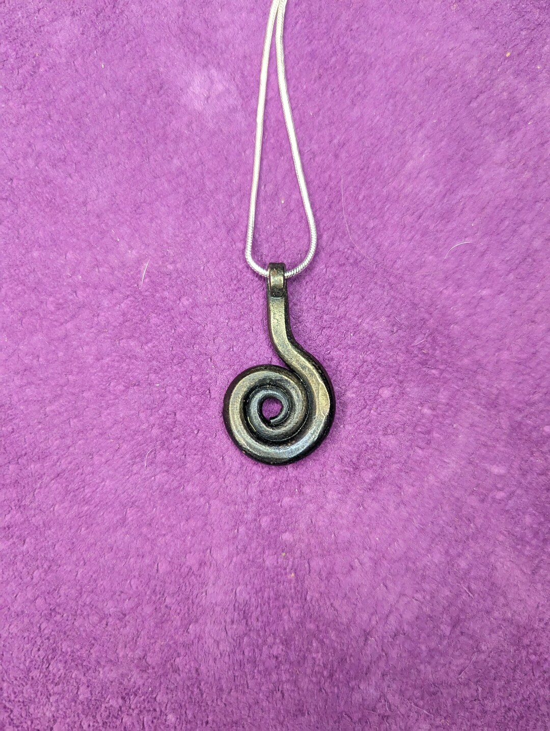 Hand Forged Spiral Pendant / Necklace With Silver Chain Handmade by ...