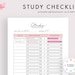 Study Checklist, Printable Planner, Study Tracker, Study List, Revision ...