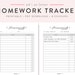 Homework Tracker Printable Planner Homework Planner | Etsy